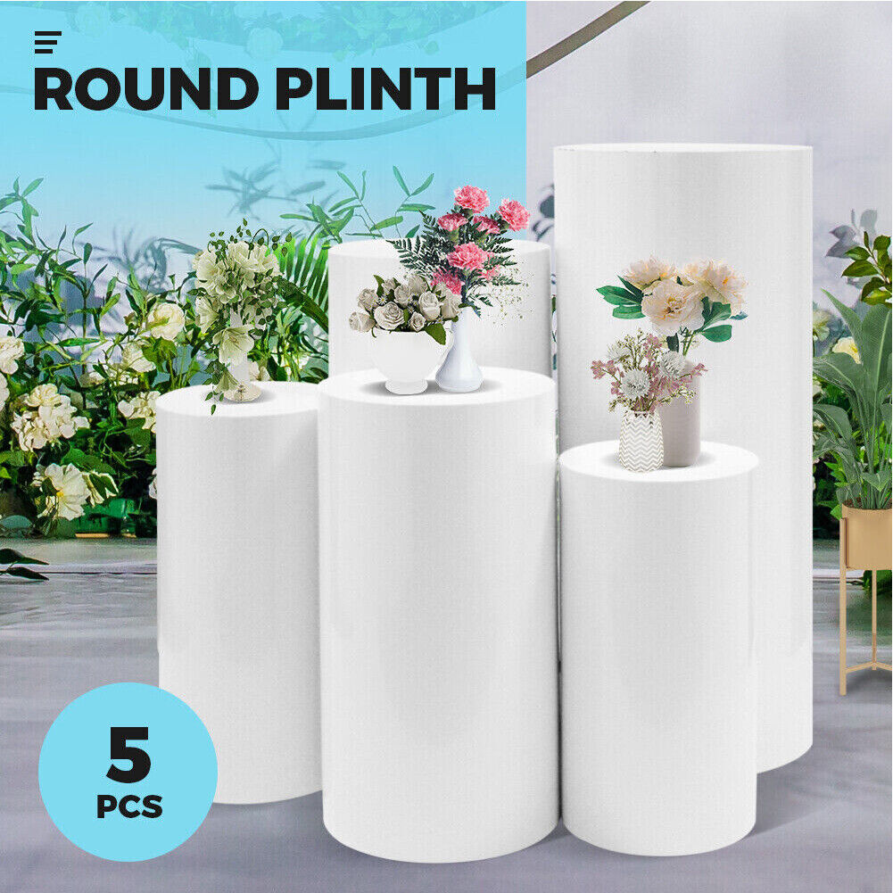 Plinths (White Round) – Party House – For all Your Party Needs
